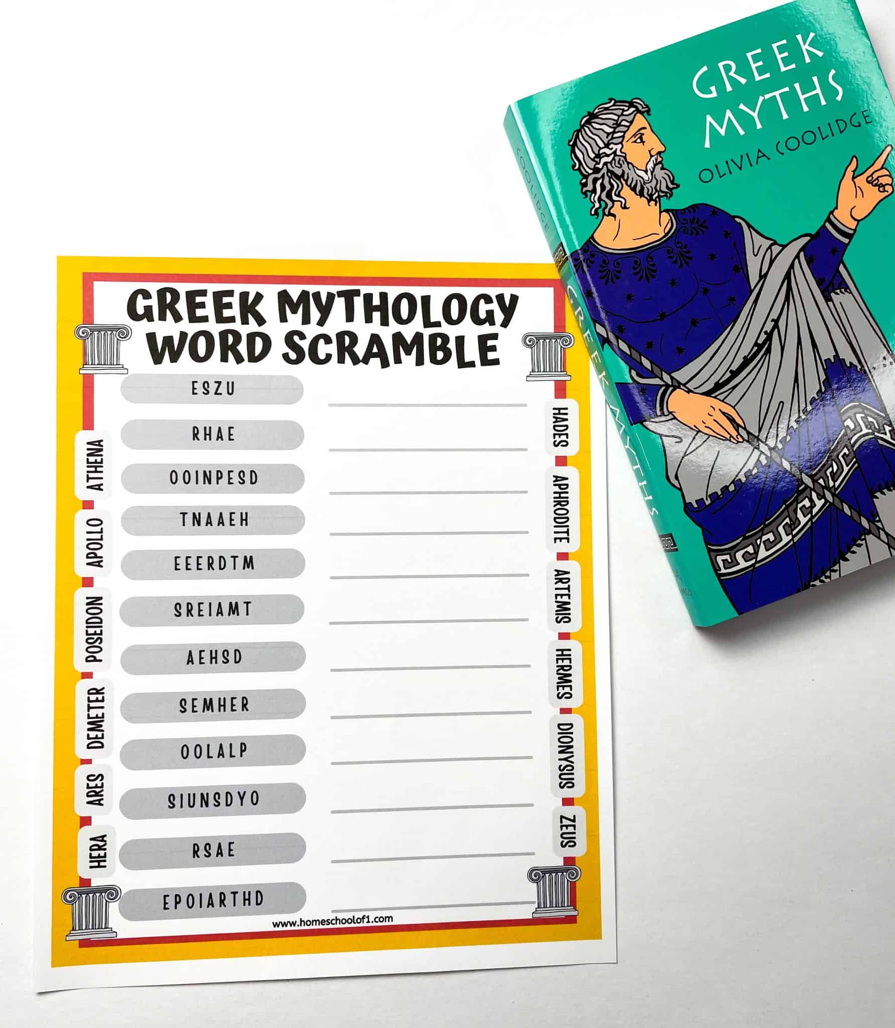 Greek Mythology Word Scramble (Easy & Hard Version)