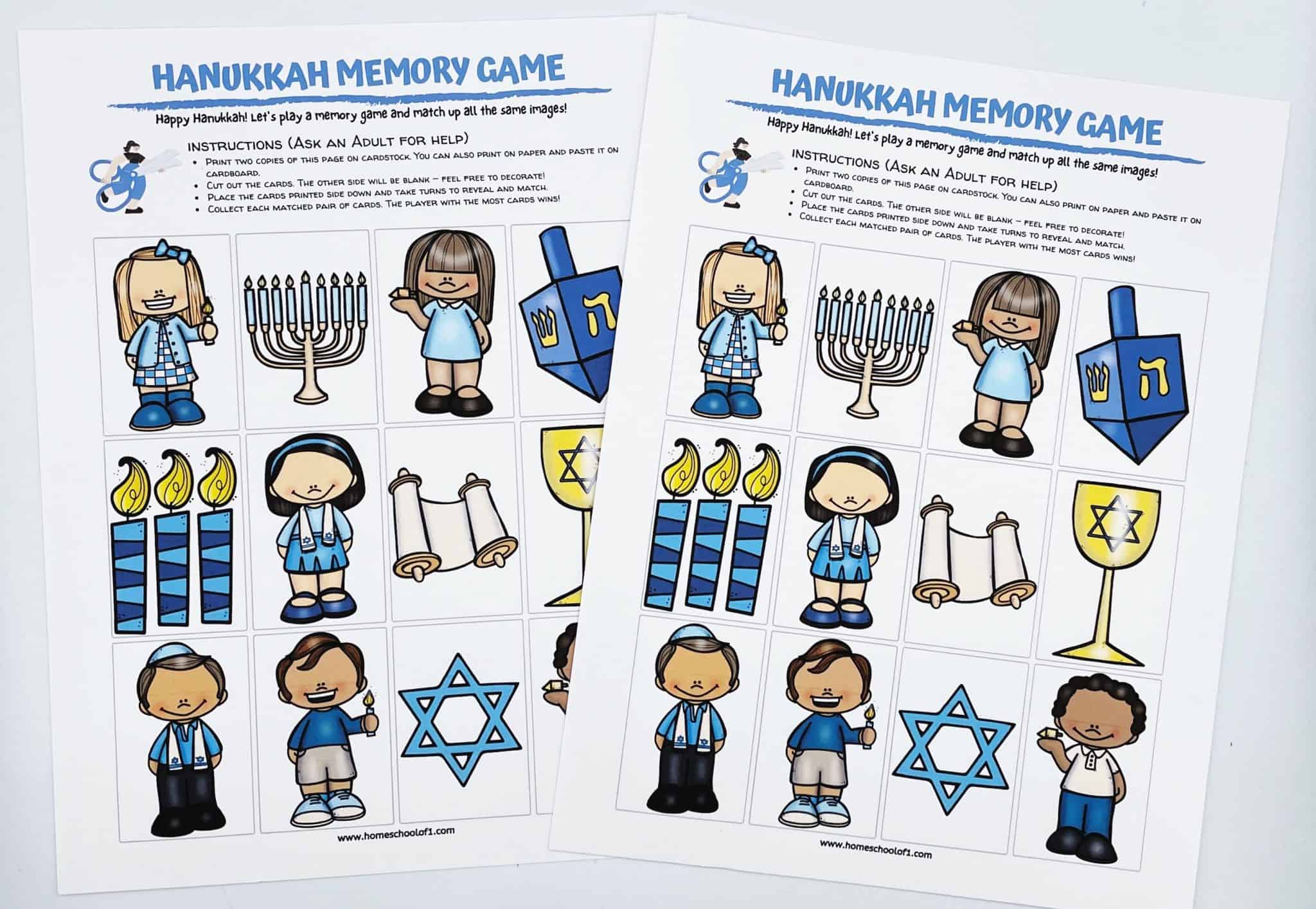 Hanukkah Memory Game Printable