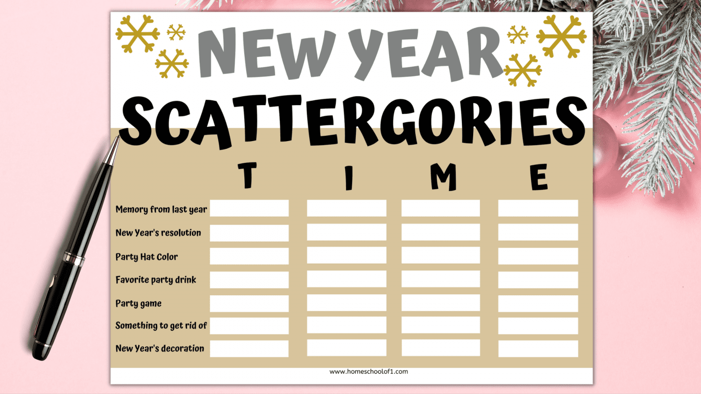 New Year's Scattergories Game (free printables)