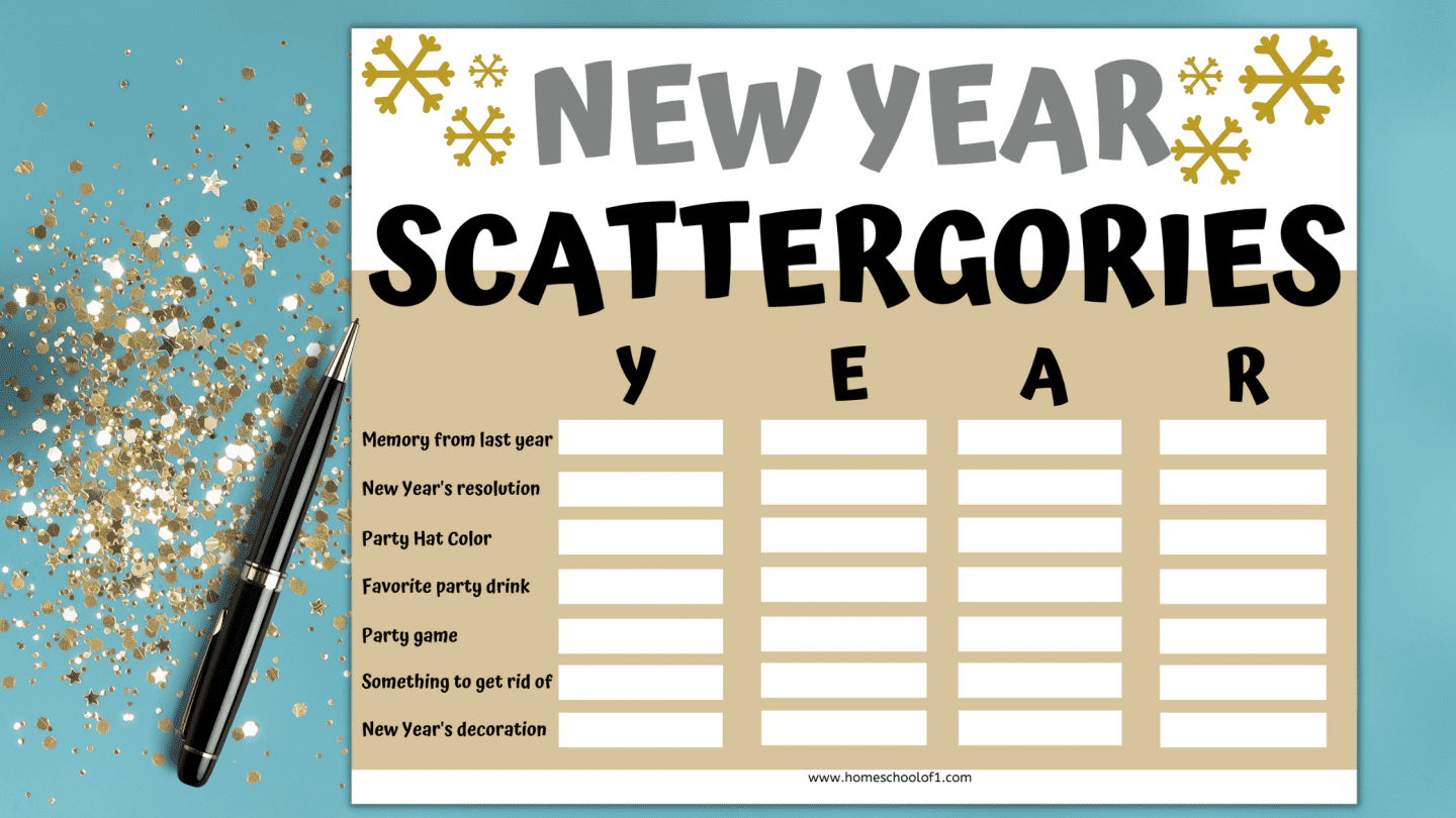New Year's Scattergories Game (free printables)