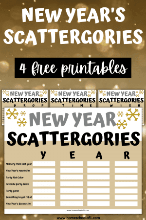 New Year's Scattergories Game (free printables)