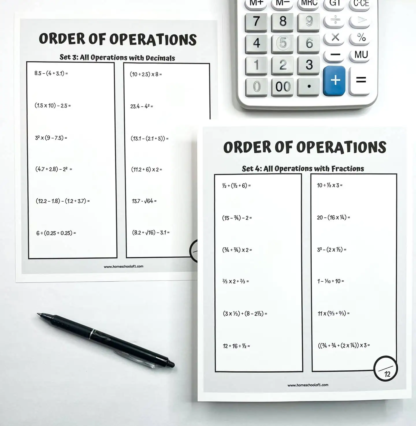 5 Free Order of Operations Worksheets