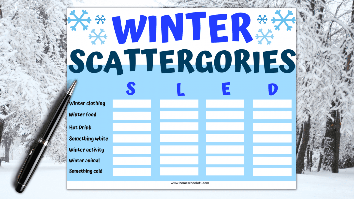 6 Free Winter Scattergories Printables - Homeschool of 1
