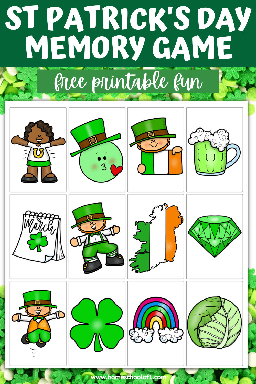 Free St Patrick's Day Memory Game Printable
