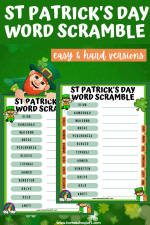 St Patrick's Day Word Scramble (easy & hard versions)