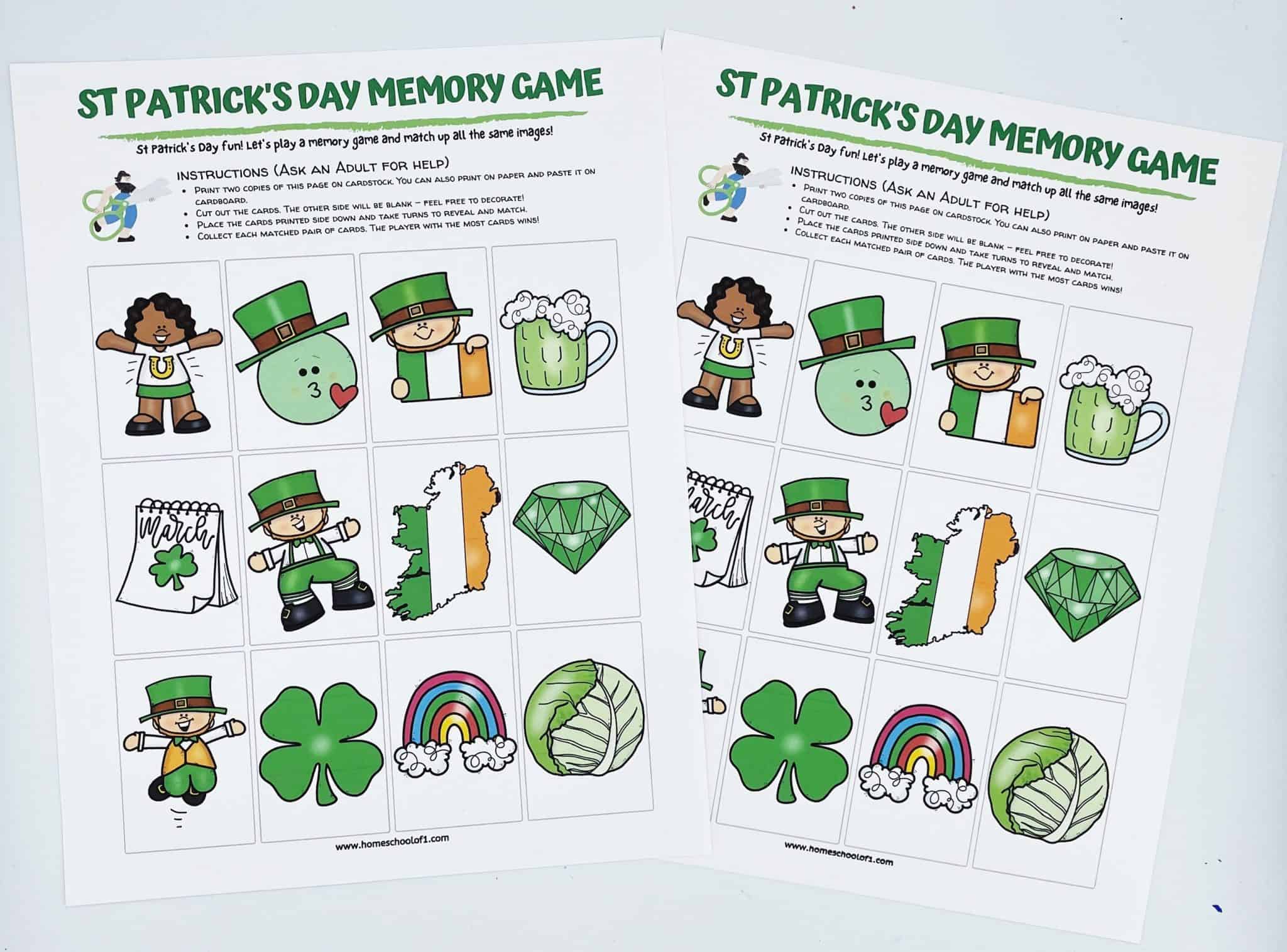 Free St Patrick's Day Memory Game Printable