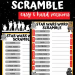 Star Wars Word Scramble (Easy & Hard Versions)