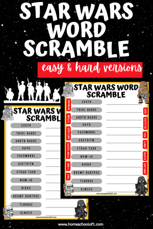 Star Wars Word Scramble (easy & hard versions)