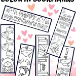 6 Free Printable Valentine Bookmarks to Color