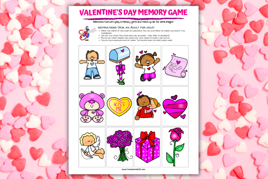 Free Valentine's Day Memory Game Printable