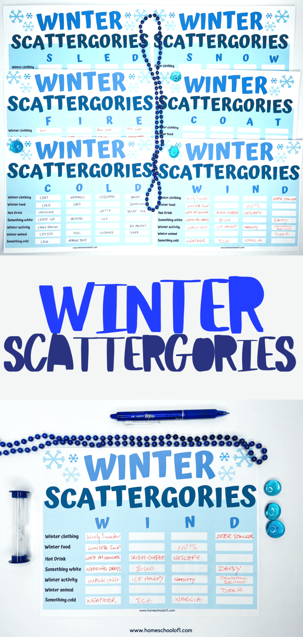 6 Free Winter Scattergories Printables