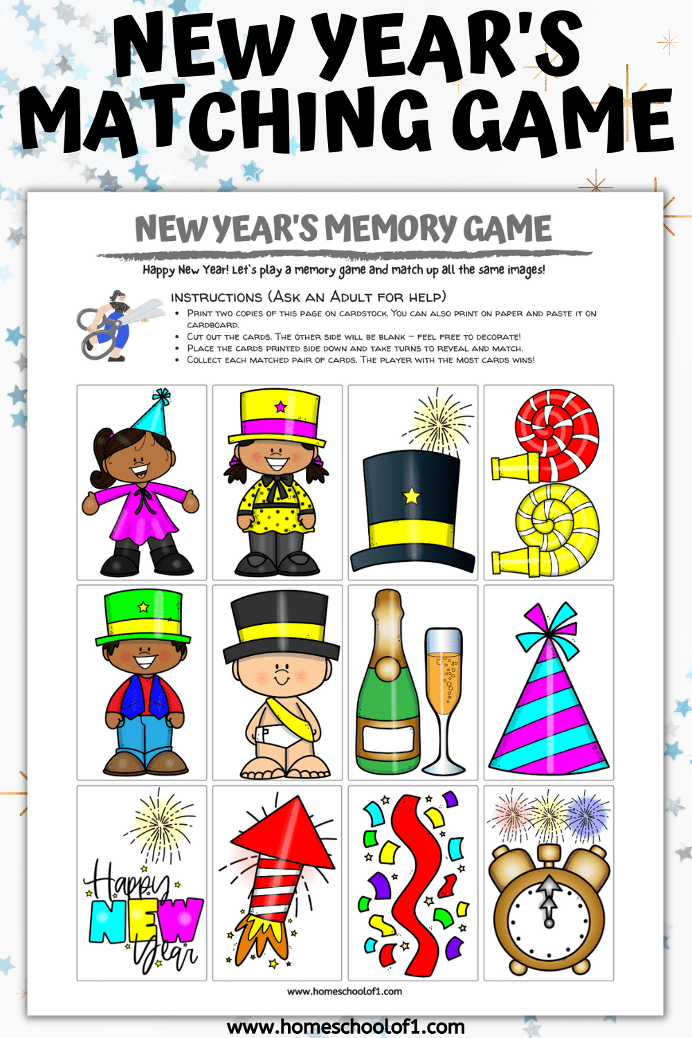 New Year's Eve Memory Game Printable (Free)