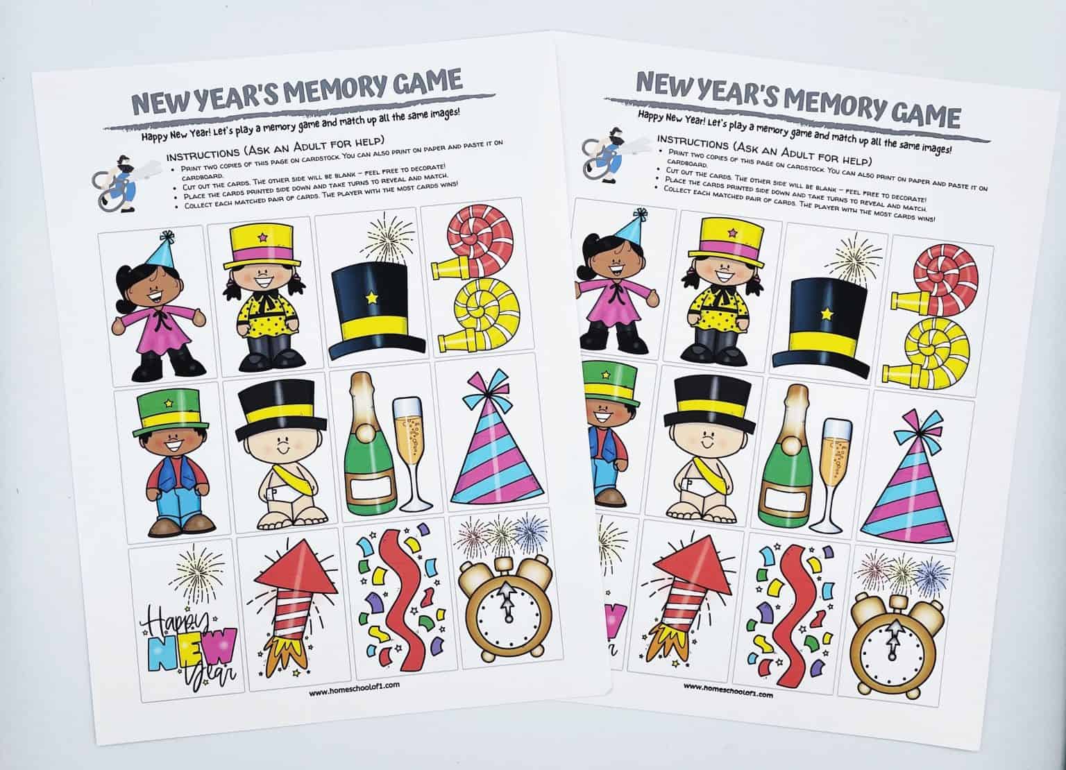 New Year's Eve Memory Game Printable (Free)