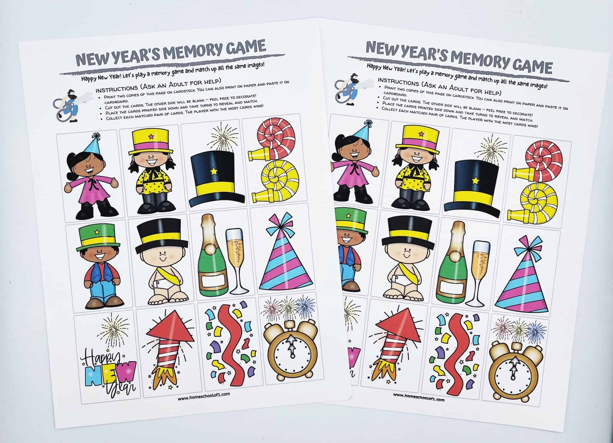 New Year's Eve Memory Game Printable (Free)