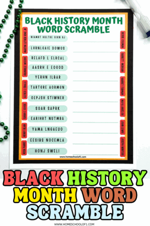 Black History Month Word Scramble Printable