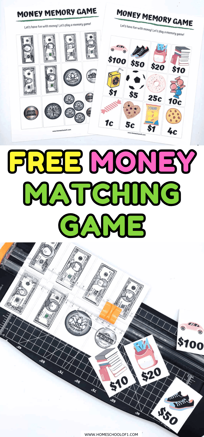Free Money Memory Game Printable for Kids