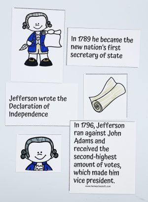 Thomas Jefferson Worksheet and Timeline Activity for Kids