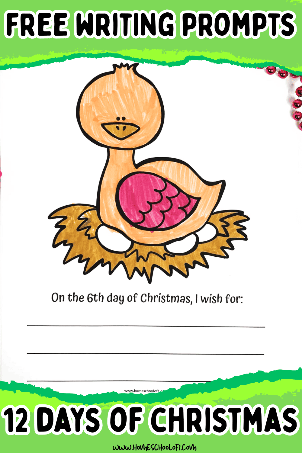 12 Days of Christmas Writing Prompts (Free Printable)