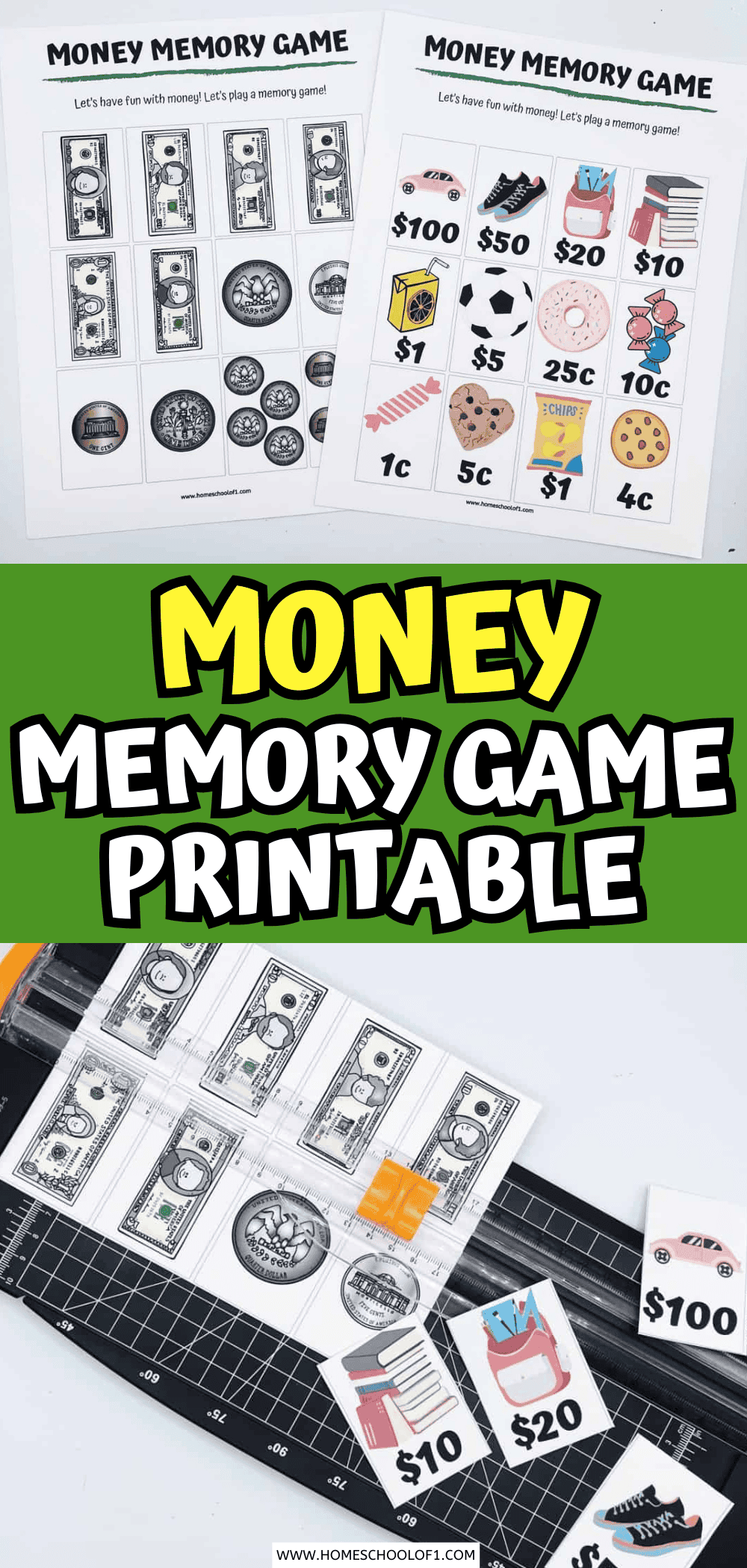 Free Money Memory Game Printable for Kids