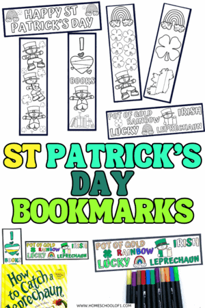St Patrick's Day Bookmarks to Color (Free Printables)