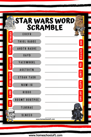 Star Wars Word Scramble (easy & hard versions)