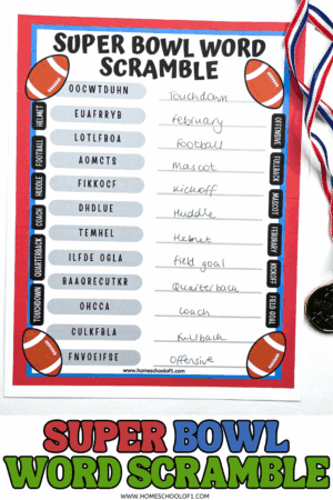 Super Bowl Word Scramble Printable (Easy & Hard Options)