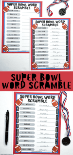 Super Bowl Word Scramble Printable (Easy & Hard Options)