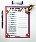 Super Bowl Word Scramble Printable (Easy & Hard Options)