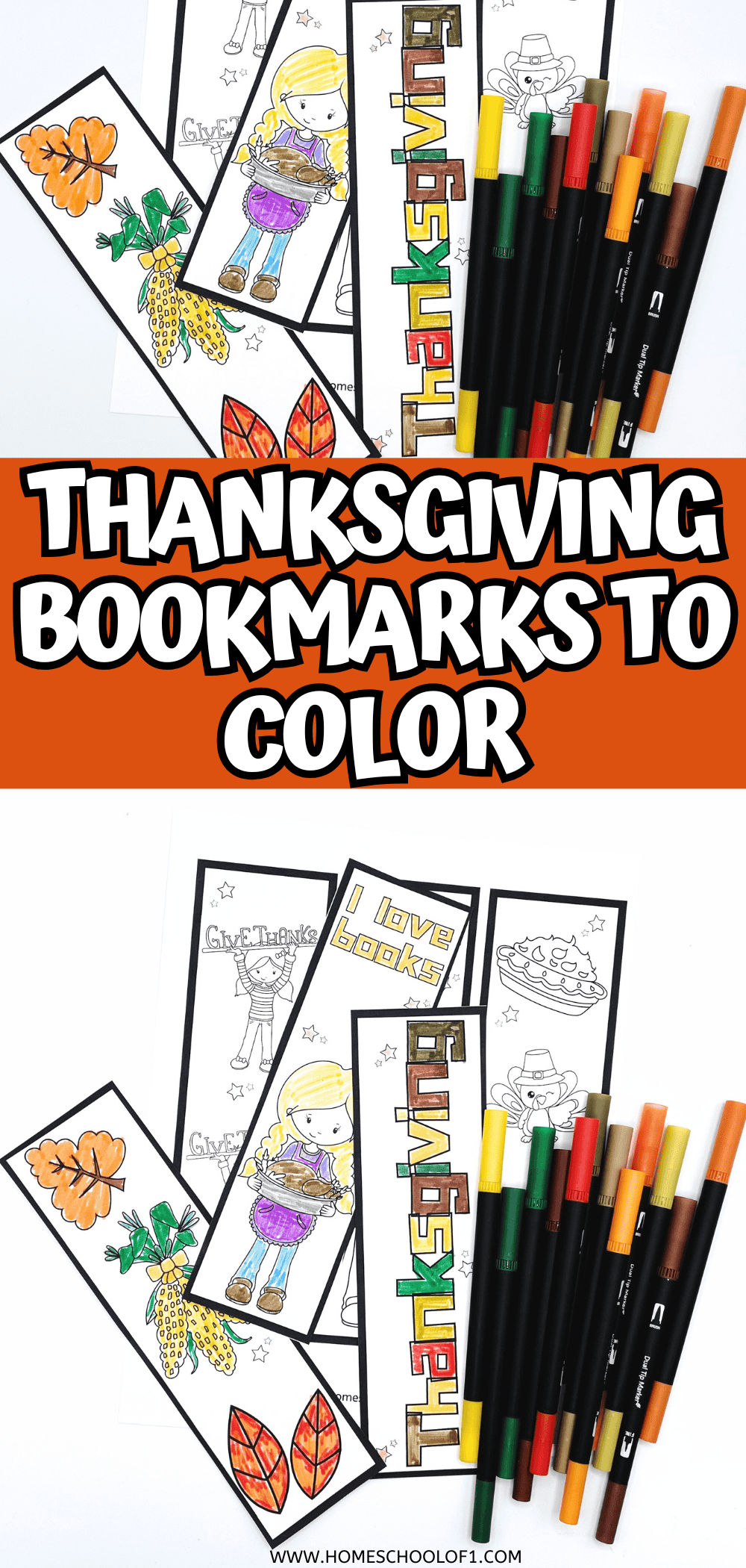 6 Free Thanksgiving Bookmarks to Color