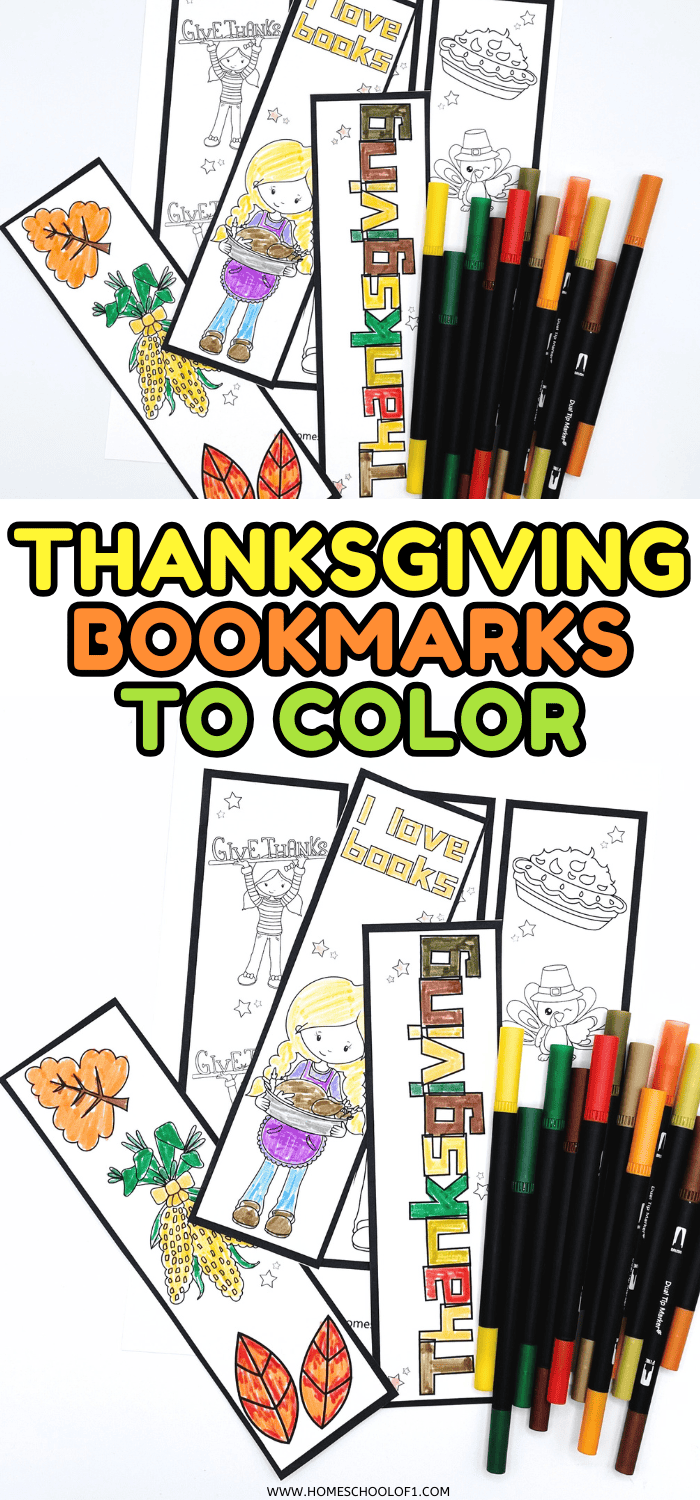 6 Free Thanksgiving Bookmarks to Color