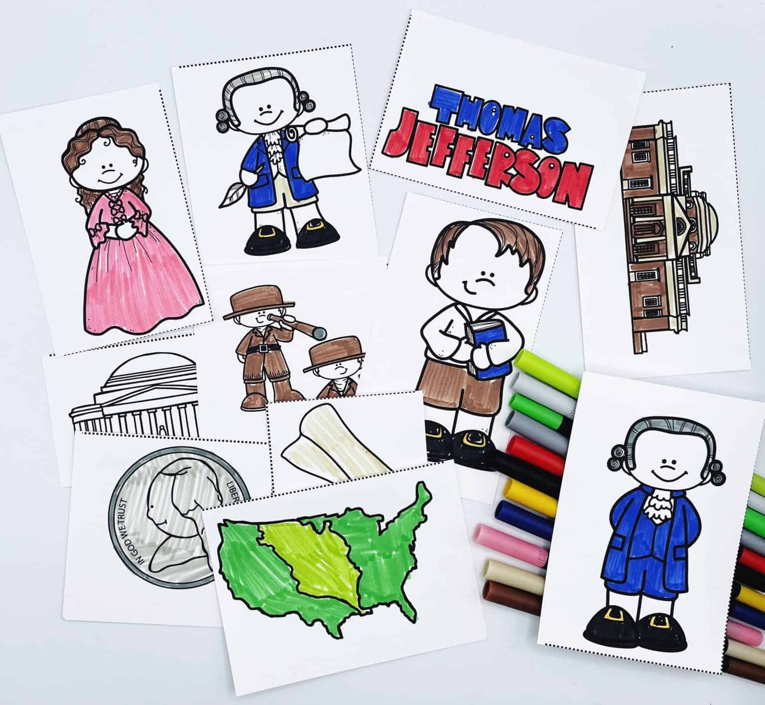 Thomas Jefferson Worksheet and Timeline Activity for Kids