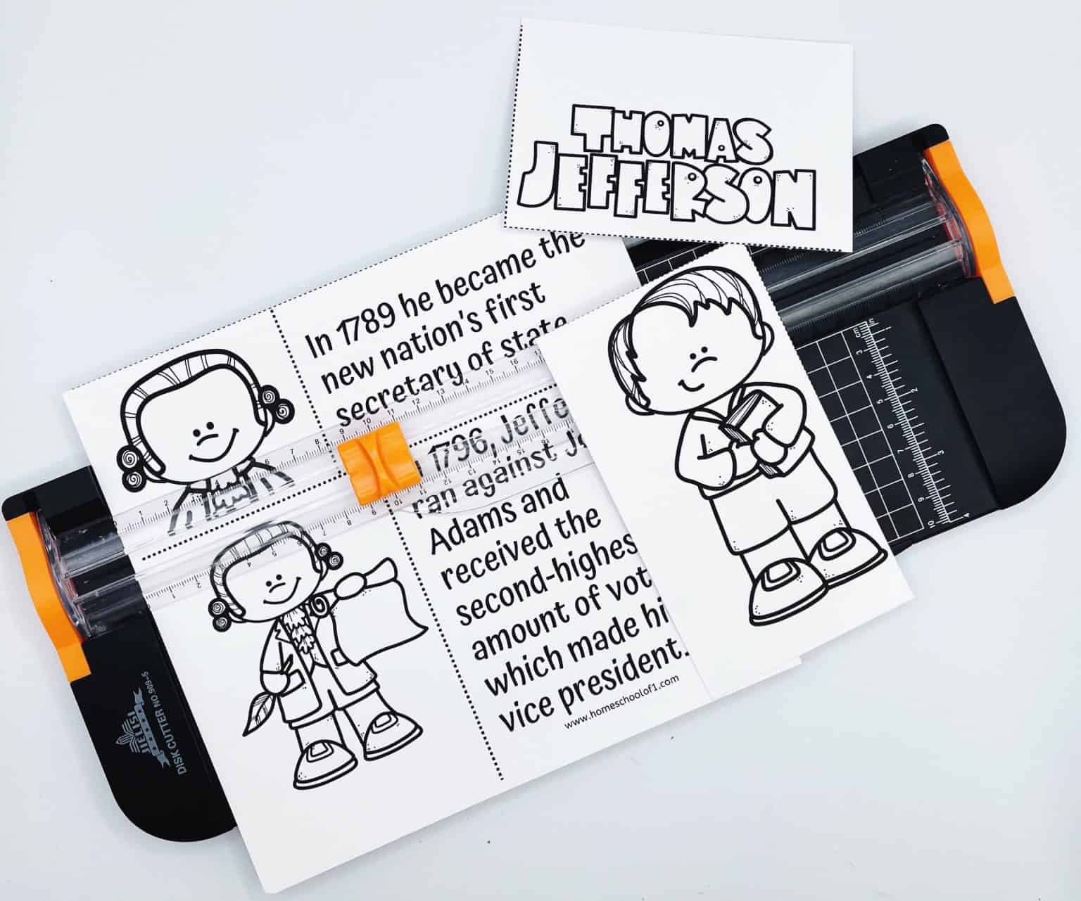 Thomas Jefferson Worksheet and Timeline Activity for Kids