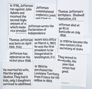 Thomas Jefferson Worksheet and Timeline Activity for Kids