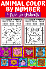 Animal Color by Number Printable (9 free worksheets)