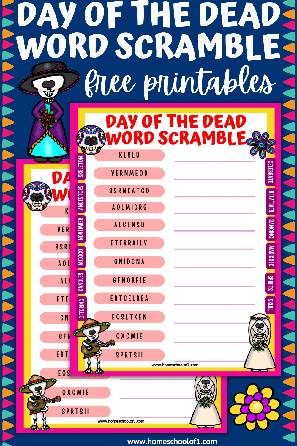Free Day of the Dead Word Scramble Printable