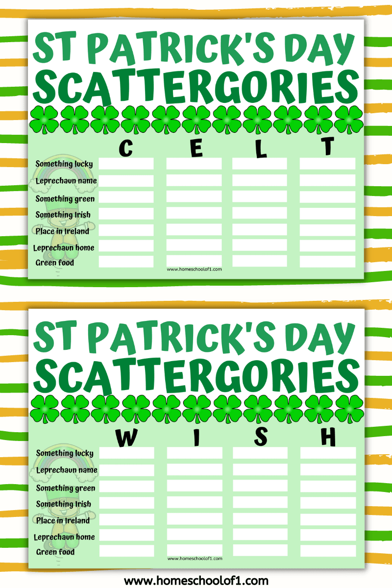 St Patrick’s Day Scattergories – Free Printable Game