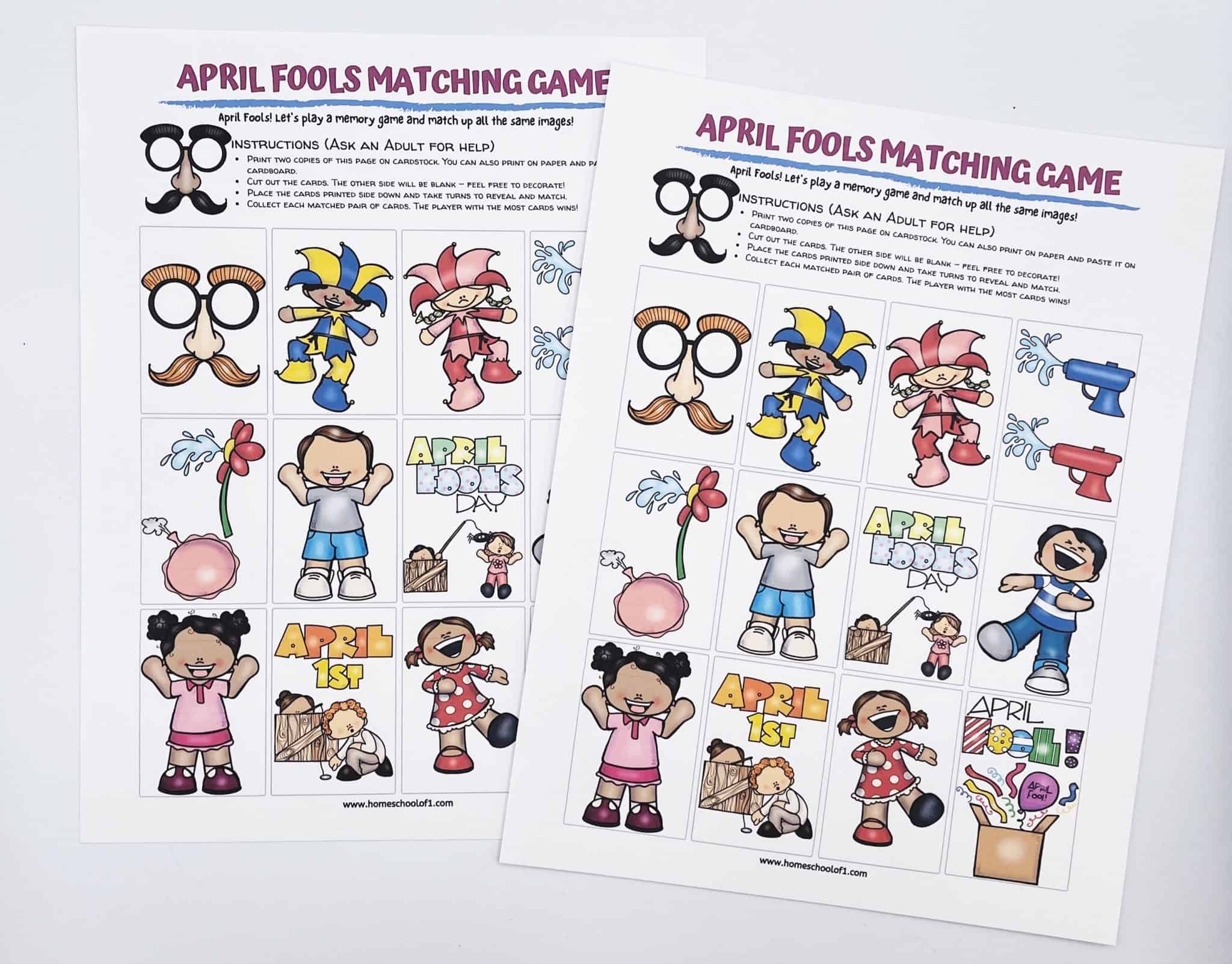 April Fools Matching Game (Free Printable)