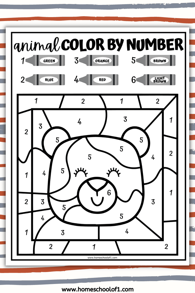 Animal Color by Number Printable (9 free worksheets)
