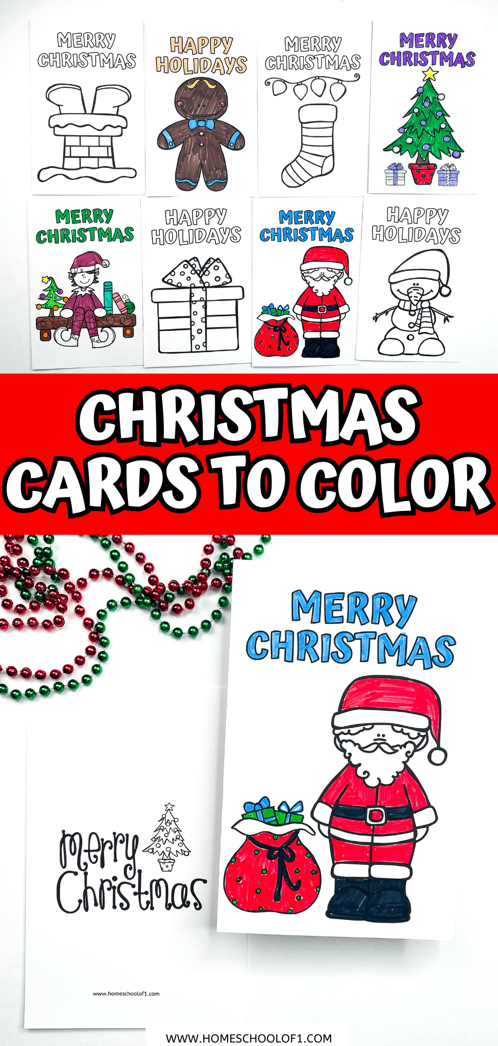 Free Christmas Coloring Cards for Kids