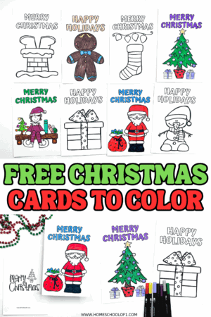 Free Christmas Coloring Cards for Kids