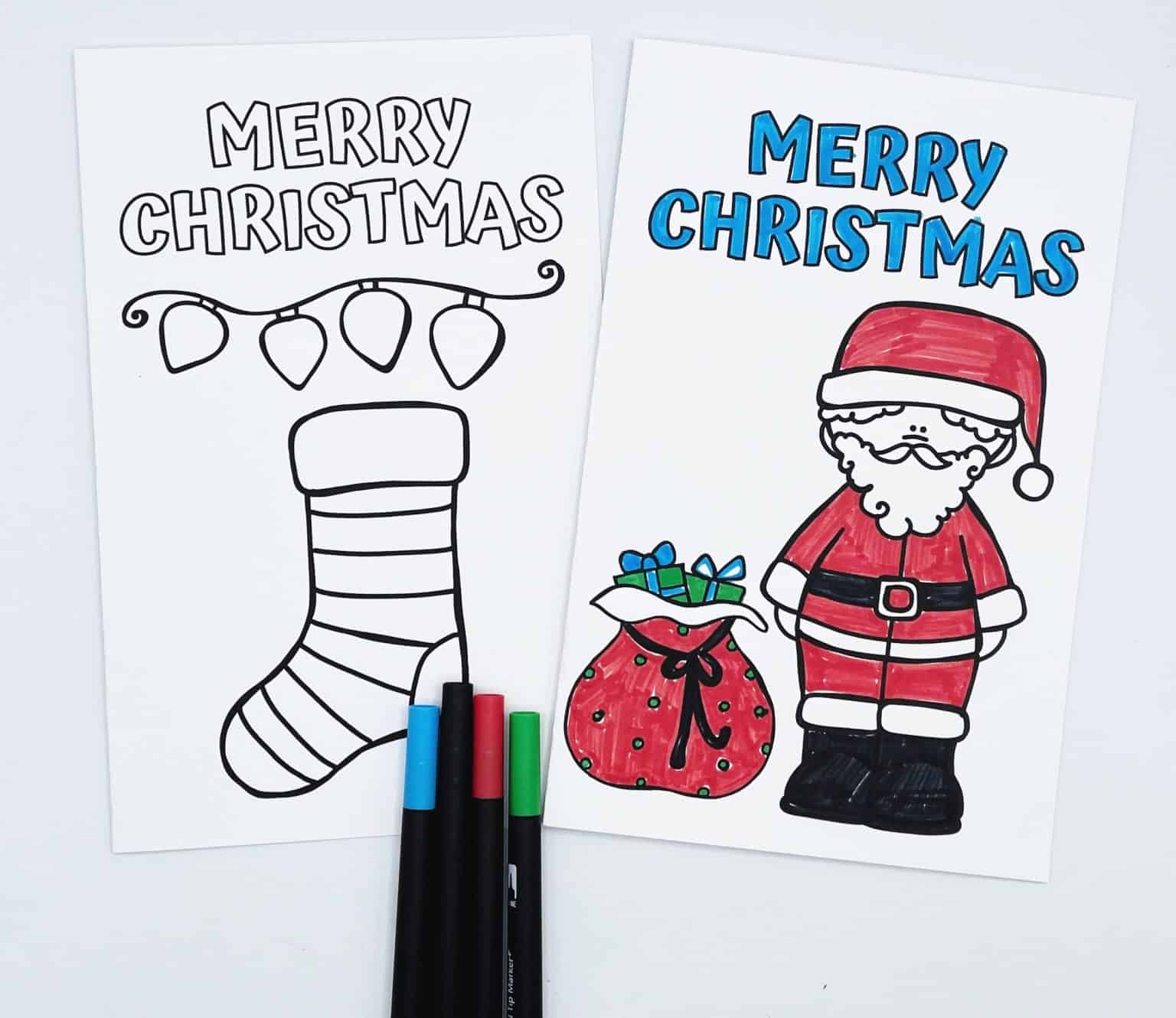 Free Christmas Coloring Cards for Kids