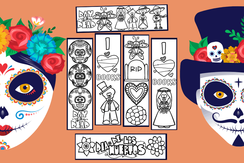 6 Free Day of the Dead Bookmarks Printables