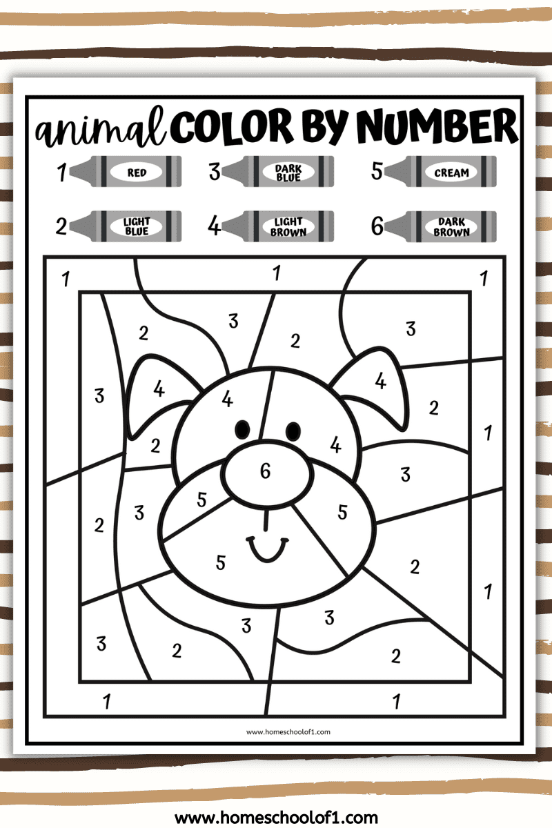 Animal Color by Number Printable (9 free worksheets)