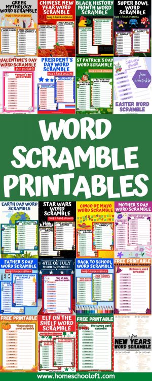 21 Free Word Scramble Printables (with answers)