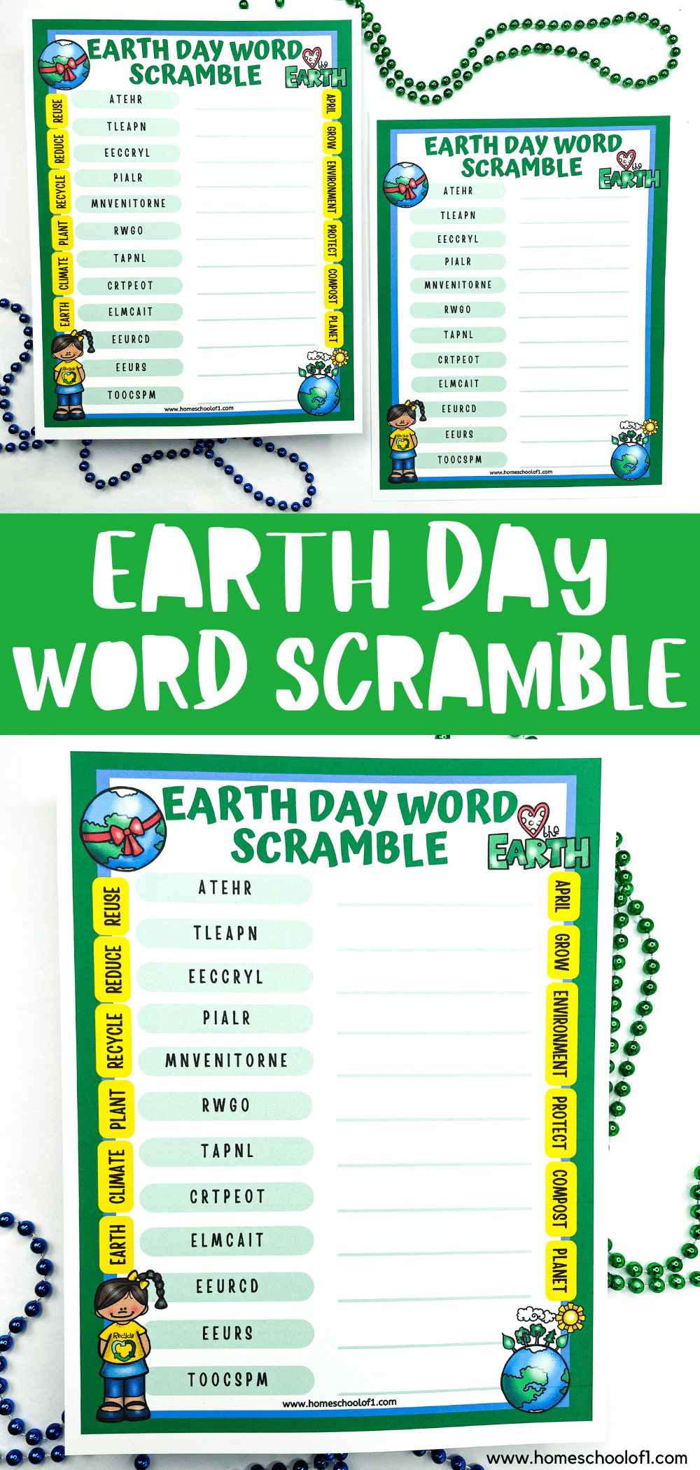 Free Earth Day Word Scramble Printable for Kids