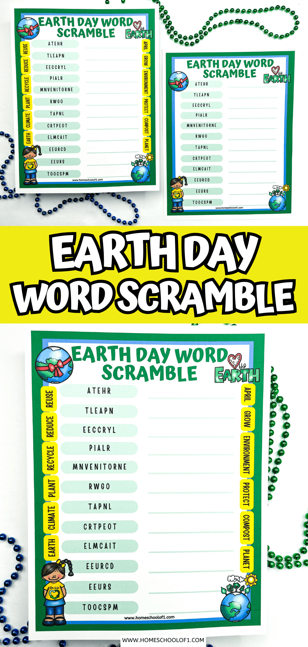Free Earth Day Word Scramble Printable for Kids