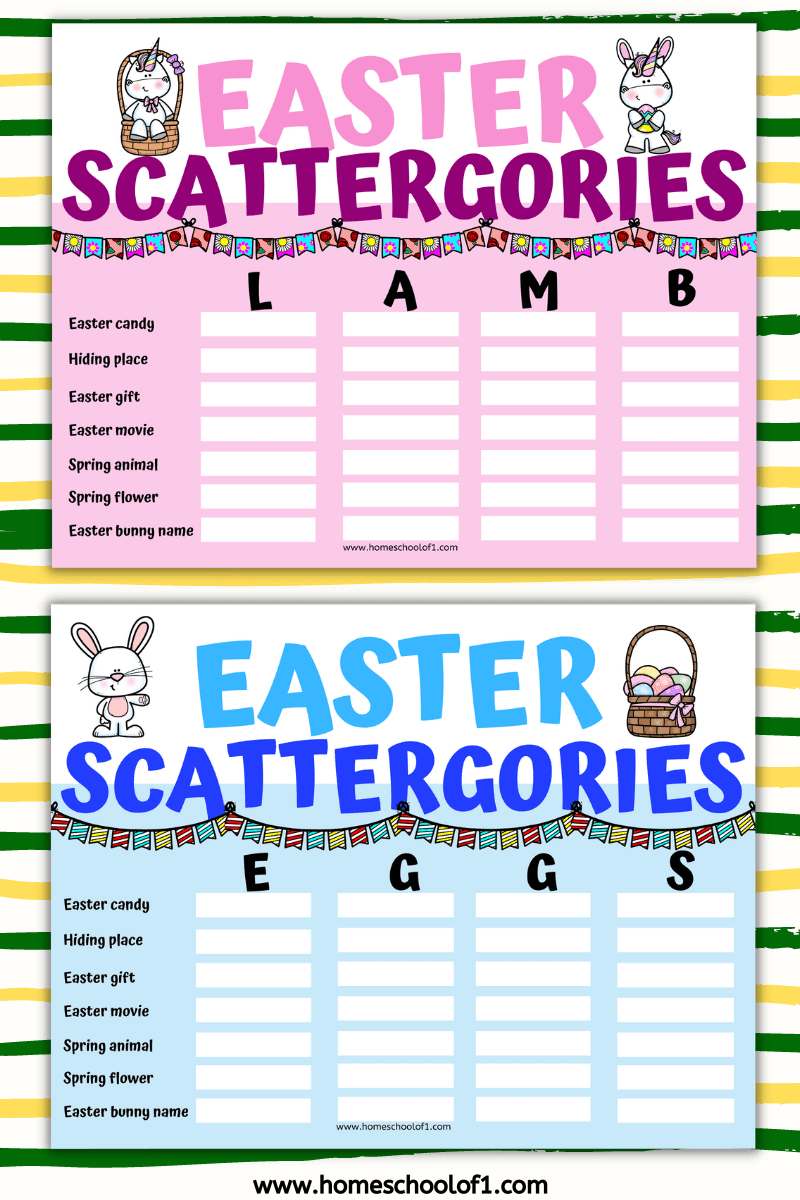 Easter Scattergories Game (4 free boards) - Homeschool of 1
