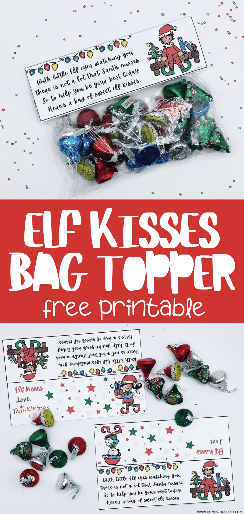 Free Elf Kisses Bag Topper Printable