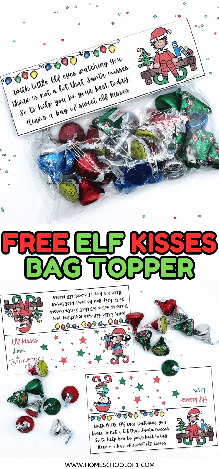 Free Elf Kisses Bag Topper Printable