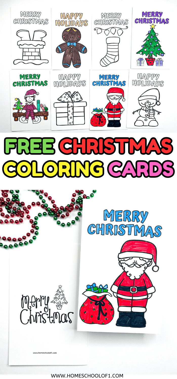 Free Christmas Coloring Cards for Kids